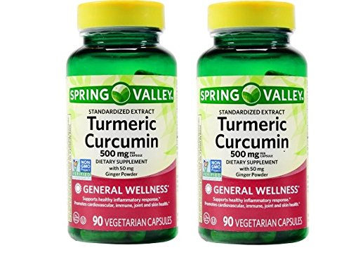 Spring Valley Turmeric Curcumin 500mg with 50mg Ginger Powder Twin Pack 180 Vegetarian Capsules