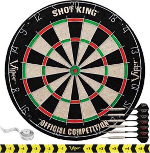 viper by gld products shot king regulation bristle steel tip dartboard set with bullseye metal radial spider wire compressed sisal board with rotating number ring includes 6 darts black