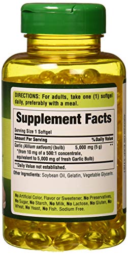 Puritans Pride Garlic Oil, 5000 Mg, 250 Count