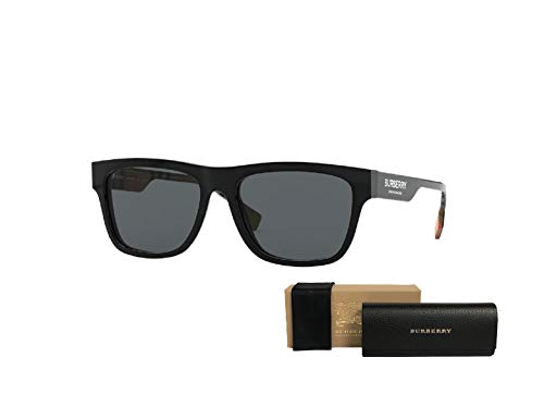 BURBERRY BE4293 377381 56M Black/Polarized Grey Square Sunglasses For Men+ BUNDLE with Designer iWear Complimentary Care Kit