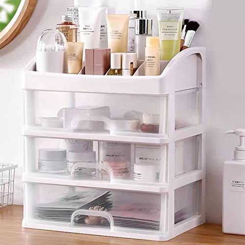 PTBSZCWY Makeup Organizer with 3 Drawers, Cosmetic Display Cases, Makeup Storage Box (3 Drawers)