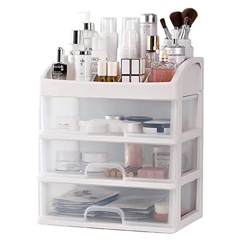 PTBSZCWY Makeup Organizer with 3 Drawers, Cosmetic Display Cases, Makeup Storage Box (3 Drawers)