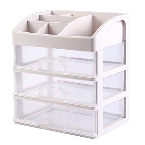 PTBSZCWY Makeup Organizer with 3 Drawers, Cosmetic Display Cases, Makeup Storage Box (3 Drawers)