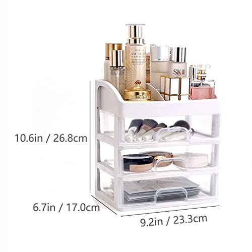 PTBSZCWY Makeup Organizer with 3 Drawers, Cosmetic Display Cases, Makeup Storage Box (3 Drawers)