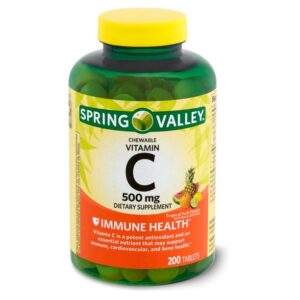 spring valley – vitamin c multiple fruit flavors 500 mg, 200 chewable tablets (2 pack)