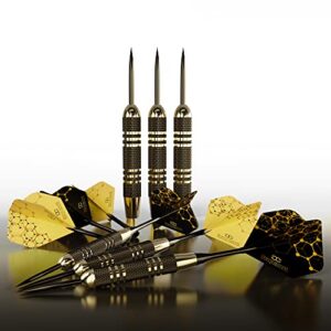 CC-Exquisite Premium Steel Tip Darts Set - Professional Darts, Brass Barrels, Metal Tip Darts, Extra Flights, (12) Aluminum Shafts 35/48, O-Rings, Dart Tool, Dart Sharpener, Darts Case.