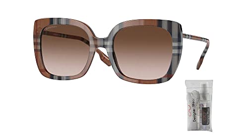 Caroll BE4323 400513 54MM Check Brown/Gradient Brown Square Sunglasses for Women + BUNDLE With Designer iWear Complimentary Eyewear Kit