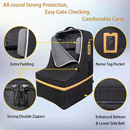 Hap Tim Car Seat Travel Bag, Padded Carseat Cover for Airplane, Portable Car Seat Carrier for Airport Essentials, Infant Car Seat Travel Backpack, Family Travel Accessories, Black（CSTB-2242）