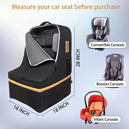 Hap Tim Car Seat Travel Bag, Padded Carseat Cover for Airplane, Portable Car Seat Carrier for Airport Essentials, Infant Car Seat Travel Backpack, Family Travel Accessories, Black（CSTB-2242）