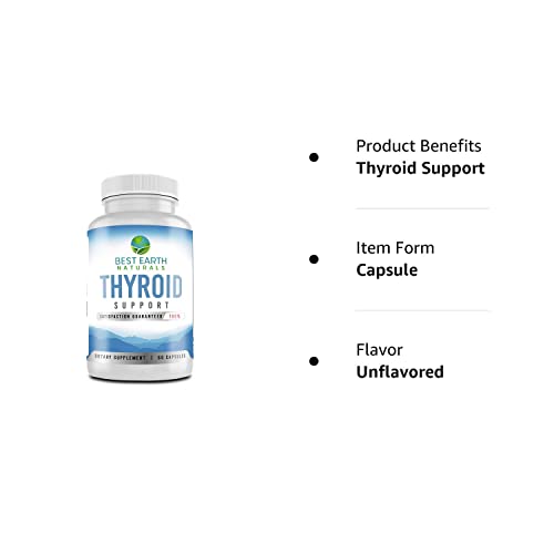 Thyroid Supplement to Promote Thyroid Function with Thyroid Support Vitamins, Vitamin B-12, Iodine, Magnesium, Zinc, Selenium, Manganese, L-Tyrosine, Bladderwrack, Cayenne, Kelp & More 60 Count