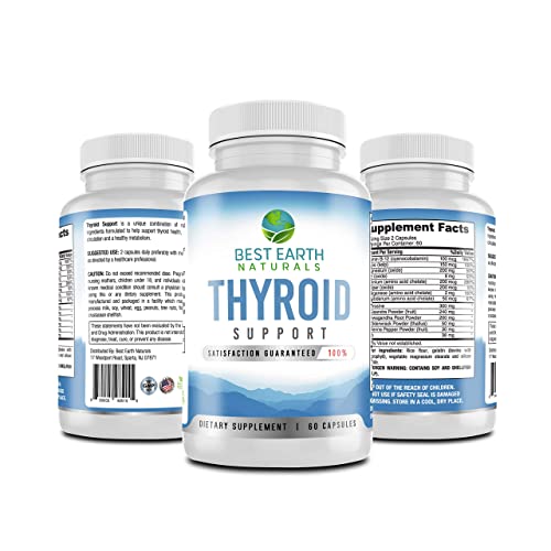 Thyroid Supplement to Promote Thyroid Function with Thyroid Support Vitamins, Vitamin B-12, Iodine, Magnesium, Zinc, Selenium, Manganese, L-Tyrosine, Bladderwrack, Cayenne, Kelp & More 60 Count