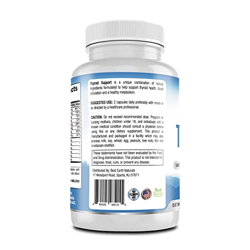 Thyroid Supplement to Promote Thyroid Function with Thyroid Support Vitamins, Vitamin B-12, Iodine, Magnesium, Zinc, Selenium, Manganese, L-Tyrosine, Bladderwrack, Cayenne, Kelp & More 60 Count