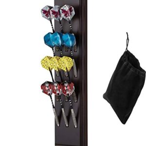 Viper Dart Caddy Solid Wood Wall Mounted Dart Holder / Stand, Displays 4 Sets of Steel or Soft Tip Darts, for all Sisal & Electronic Dartboards, Surrounds & Cabinets, Mahogany Finish