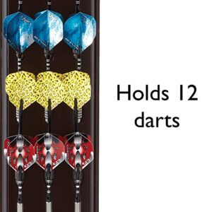 Viper Dart Caddy Solid Wood Wall Mounted Dart Holder / Stand, Displays 4 Sets of Steel or Soft Tip Darts, for all Sisal & Electronic Dartboards, Surrounds & Cabinets, Mahogany Finish