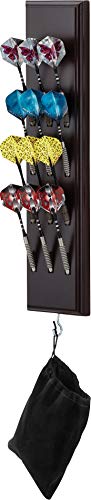 Viper Dart Caddy Solid Wood Wall Mounted Dart Holder / Stand, Displays 4 Sets of Steel or Soft Tip Darts, for all Sisal & Electronic Dartboards, Surrounds & Cabinets, Mahogany Finish