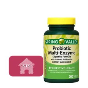 Spring Valley Multi-Enzyme Probiotic 200 Tablets + STS Fridge Magnet.