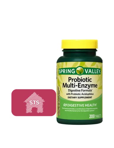 Spring Valley Multi-Enzyme Probiotic 200 Tablets + STS Fridge Magnet.