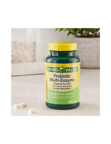 Spring Valley Multi-Enzyme Probiotic 200 Tablets + STS Fridge Magnet.