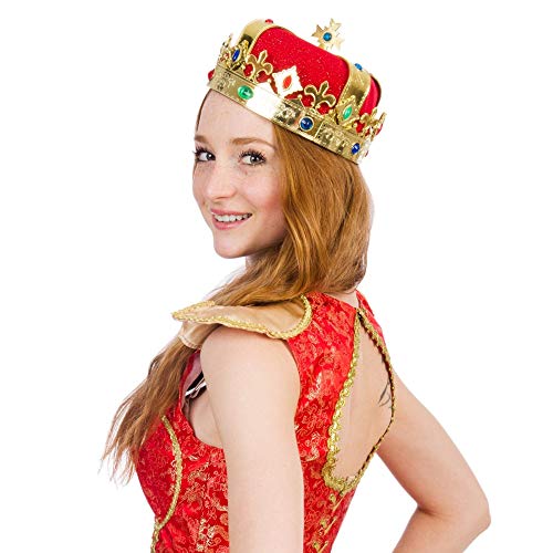 Skeleteen Regal Gold King Crown - Royal Red Felt Imperial Jeweled Mens and Womens Unisex Party Dress Up Accessory Crowns - 1 Piece