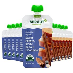 sprout organics, sweet potato, white beans & cinnamon, 6+ month pouches, 3.5 oz (12-count)