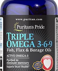 Puritans Pride Triple Omega 3-6-9 Fish, Flax & Borage Oils, Supports Heart Health and Healthy Joints, 240 ct