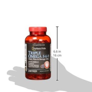 Puritans Pride Triple Omega 3-6-9 Fish, Flax & Borage Oils, Supports Heart Health and Healthy Joints, 240 ct