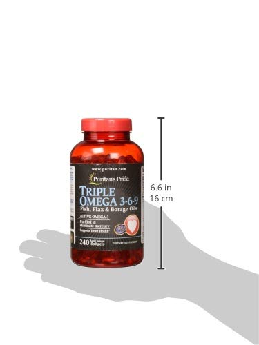 Puritans Pride Triple Omega 3-6-9 Fish, Flax & Borage Oils, Supports Heart Health and Healthy Joints, 240 ct