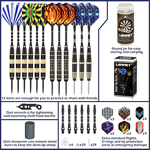 Darts Metal Tip Set - Darts Steel Tip Set Professional, 20 Grams, 24 Grams and 26 Grams Metal Tip Darts with Aluminum Shafts, Brass Barrels, Extra Dart Flights, Sharpener Tool Kit, Carrying Case