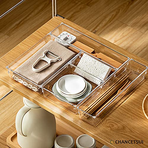 25 PCS Clear Plastic Drawer Organizer Set, 4 Sizes Desk Drawer Divider Organizers and Storage Bins, Organizer Trays and Bathroom Drawer Organizers for Makeup, Bedroom, Office, Kitchen Divider Utensils