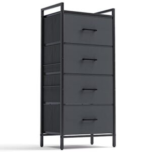 linsy home 4 drawer dresser for bedroom, tall dressers storage drawers, tower organizer unit for hallway, entryway, closets, sturdy steel frame, wood top