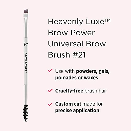 IT Cosmetics Heavenly Luxe Brow Power Universal Brow-Transformer Brush #21 - Angled Brush + Spoolie Brush - For Natural-Looking, Polished Brows - With Award-Winning Heavenly Luxe Hair