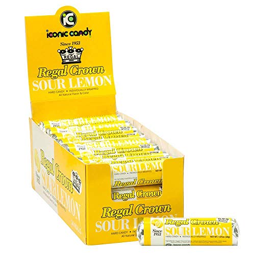 Regal Crown Sour Lemon Hard Candy Rolls | Old Fashioned Sour Lemon Candy | Traditional Lemon Candy Brought To You By Iconic Candy | 24 Count