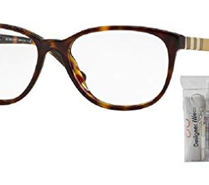 BURBERRY BE2172 3002 52M Dark Havana Square Eyeglasses For Men For Women+ BUNDLE with Designer iWear Complimentary Care Kit