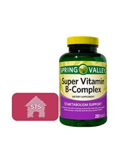 spring valley – super vitamin b-complex, metabolism support, 250 count + sts fridge magnet.