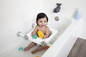 regalo baby basics™ bath seat, provides support and balance for sit-up bathing, includes strong and secure suction cup system, drain holes for easy clean up, sets up and stores in seconds