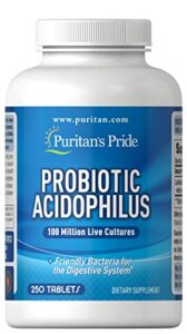 puritan’s pride probiotic supplement, acidophilus, capsule, 250 count(pack of 1)