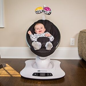 4moms mamaRoo 4 Multi-Motion Baby Swing + Safety Strap Fastener, Bluetooth Baby Swing with 5 Unique Motions, Nylon Fabric, Black