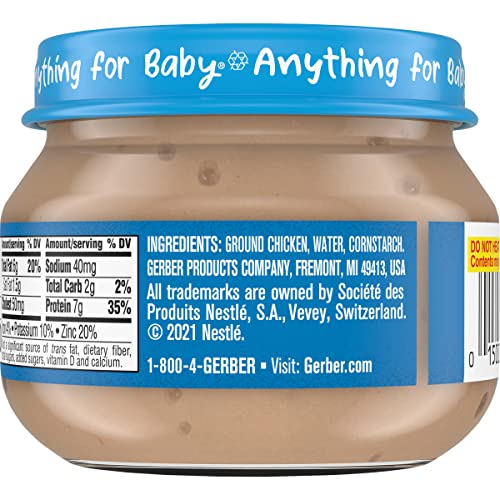 Gerber Mealtime for Baby 2nd Foods Baby Food Jar, Chicken & Gravy, Non-GMO Pureed Baby Food with Essential Nutrients, 2.5-Ounce Glass Jar (Pack of 20 Jars)