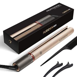 furiden hair straightener, flat iron hair straightener, hair straightener and curler 2 in 1, flat iron curling iron in one, curling straightening iron combo, round flat iron