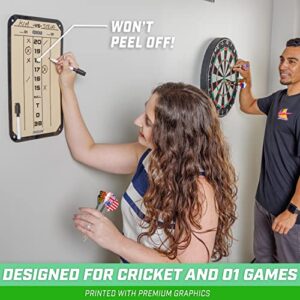 GoSports Dry Erase Steel Darts Scoreboard - Cricket and 01 Dart Games with 2 Magnetic Markers