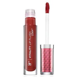 It Cosmetics Vitality Lip Flush Stain Hydrating Serum Gloss Stain, Wine Berry Flush, 0.11 oz / 3.40 ml