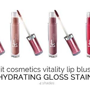 It Cosmetics Vitality Lip Flush Stain Hydrating Serum Gloss Stain, Wine Berry Flush, 0.11 oz / 3.40 ml