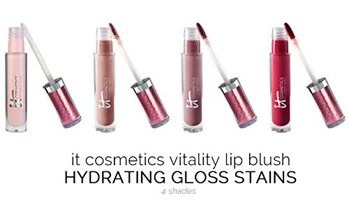 It Cosmetics Vitality Lip Flush Stain Hydrating Serum Gloss Stain, Wine Berry Flush, 0.11 oz / 3.40 ml