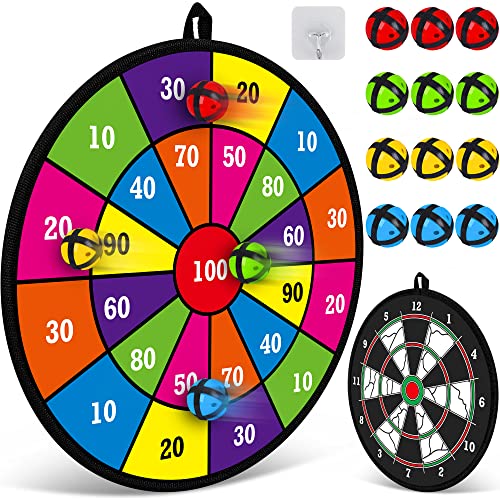 NATGGZ Double Sided Dart Board with 12 Sticky Balls - Excellent Indoor Game and Party Games - Dart Board Toys Gifts for 5 6 7 8 9 10 11 12 Year Old Boy Kids