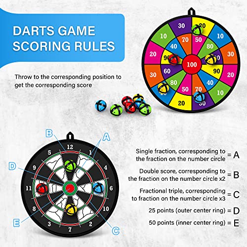 NATGGZ Double Sided Dart Board with 12 Sticky Balls - Excellent Indoor Game and Party Games - Dart Board Toys Gifts for 5 6 7 8 9 10 11 12 Year Old Boy Kids