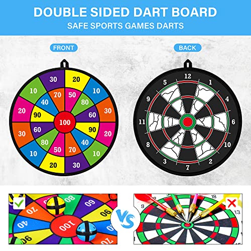 NATGGZ Double Sided Dart Board with 12 Sticky Balls - Excellent Indoor Game and Party Games - Dart Board Toys Gifts for 5 6 7 8 9 10 11 12 Year Old Boy Kids