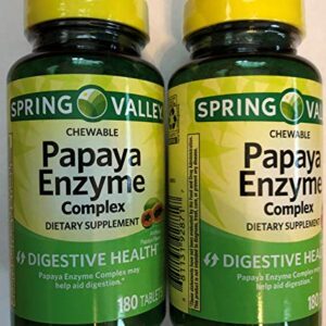 Spring Valley Papaya Enzyme, 180 Chewable Tablets (2 Pack)