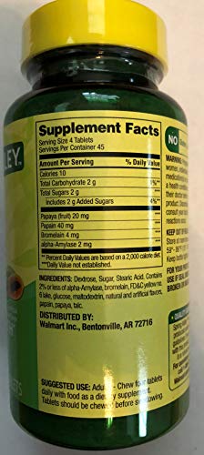 Spring Valley Papaya Enzyme, 180 Chewable Tablets (2 Pack)