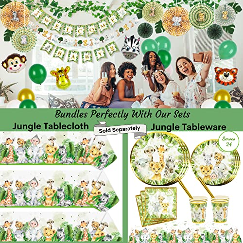 270 Piece Jungle Safari Baby Shower Decorations for Boy Or Girl Kit | Gender Neutral Animal Decor | Banners Garland Fans Guestbook Sash Balloons Cake Topper Games Stickers Creature Cutouts Ivy Vines