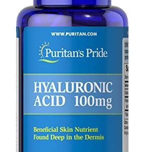 Puritans Pride Hyaluronic Acid 100 Mg-120 Capsules, 120 Count